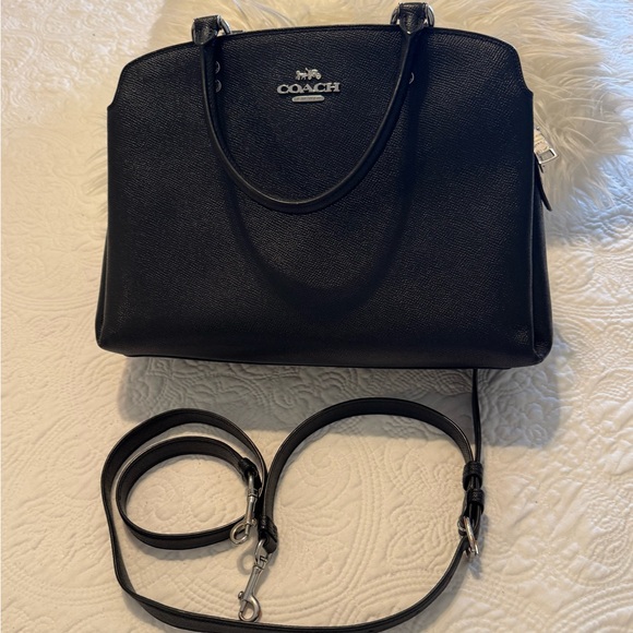 Coach | Bags | Coach Black Leather Satchel With Detachable Strap | Poshmark